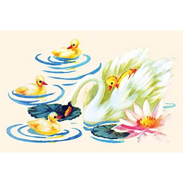 MH Handel Swan And Babies - Gallery Wrapped 44"X66" Canvas P Wrapped ...