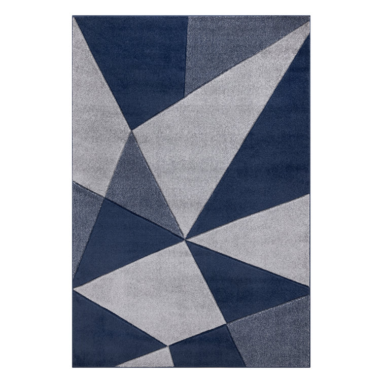 Ivy Bronx Angelika Power Loomed Navy/Grey Rug | Wayfair.co.uk