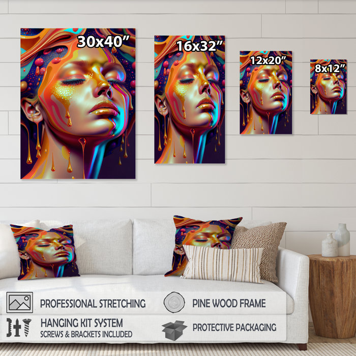 Mercer41 Liquid Ink Sensual Woman Portrait V - Graphic Art on Canvas ...