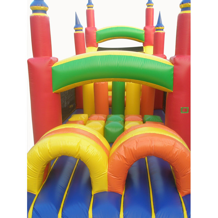 JumpOrange Rainbow 40' x 12' Inflatable Obstacle Course with Slide and ...