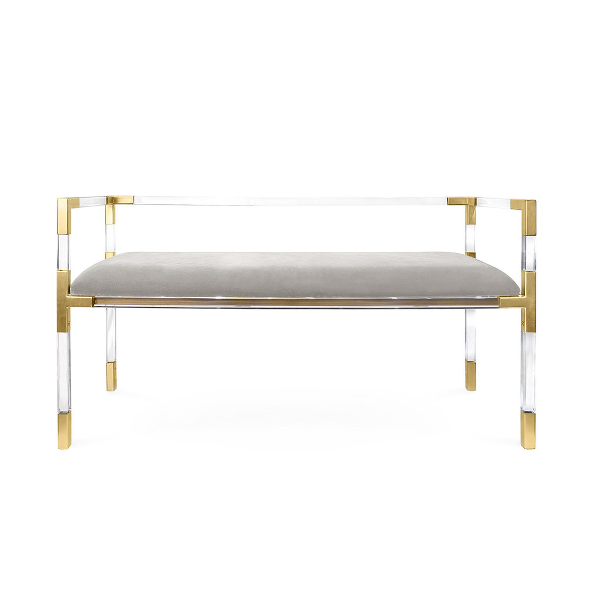 Strings Attached Decor Bench In Clear Acrylic With Velvet Upholstery ...