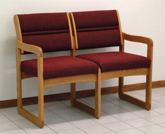 Symple Stuff Geier 83" W Vinyl Seat Tandem Seating with Wood Frame ...