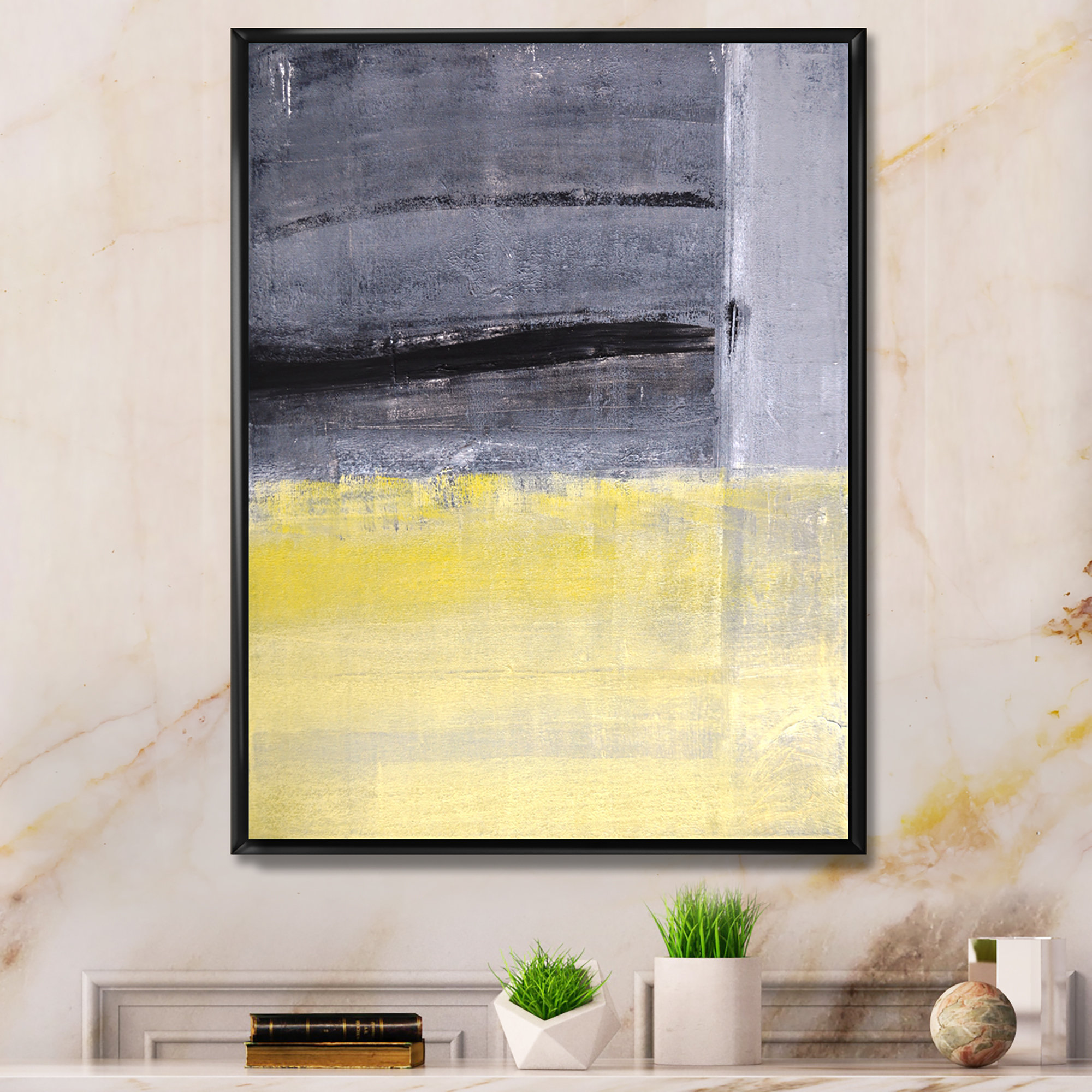 Wrought Studio Yellow And Gray Merging Abstract XIII Yellow And Gray ...