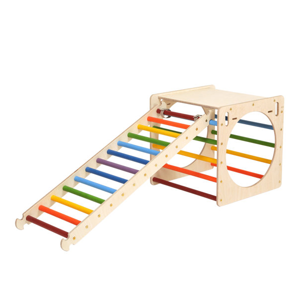 KateHaa Wooden Activity Cube with Ladder in Pastel | Wayfair.co.uk