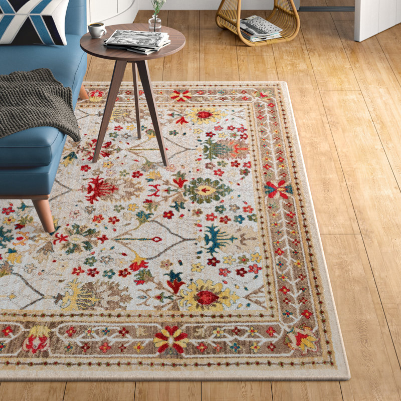 Lark Manor Dimmitt Performance Light Brown/Cream Rug & Reviews | Wayfair