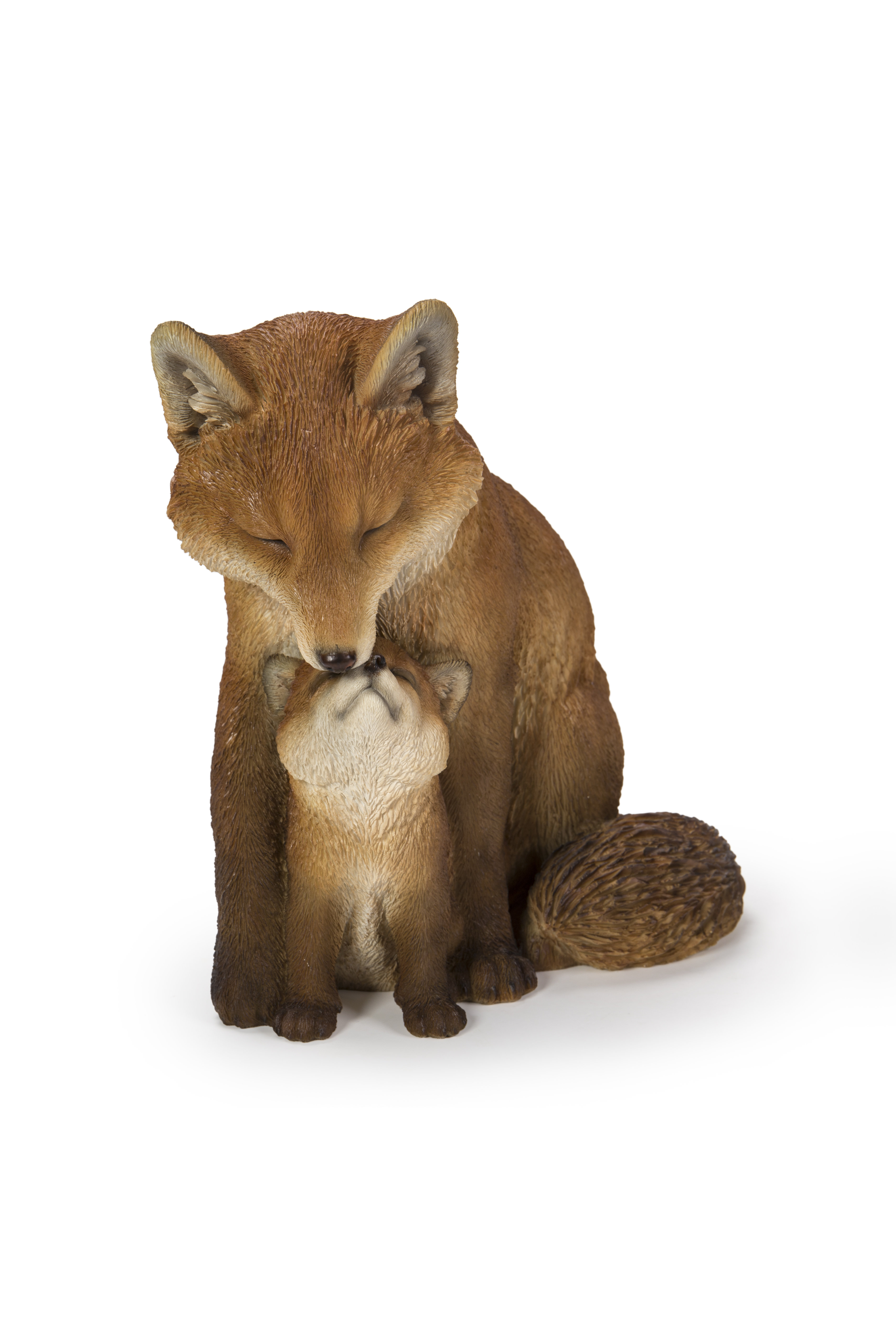 Hi-Line Gift Ltd. Cuddling Mother And Baby Fox 1 Piece Garden Statue ...