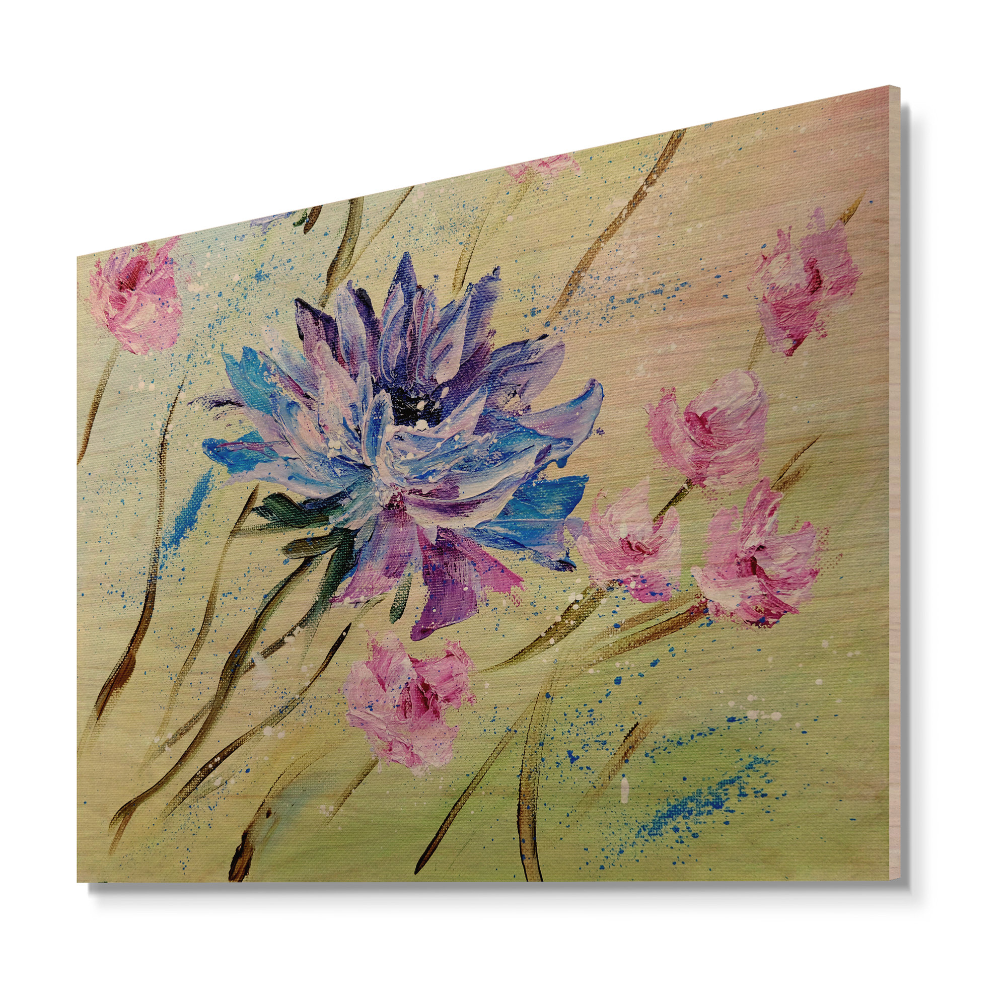 Winston Porter Modern Pink And Blue Spring Flowers Modern Pink And Blue ...