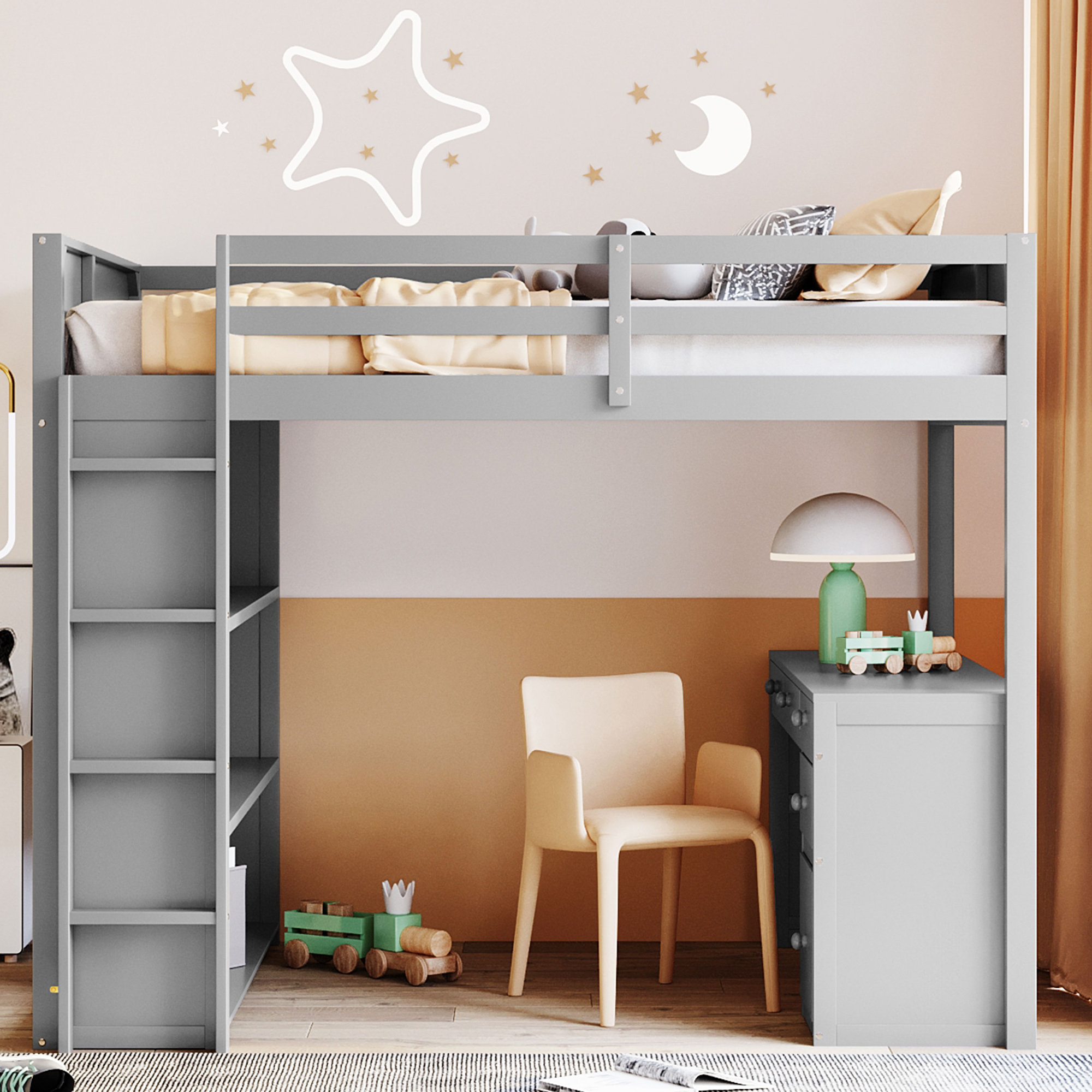 Harriet Bee Haddy Loft Bed with Built-in-Desk by Harriet Bee | Wayfair