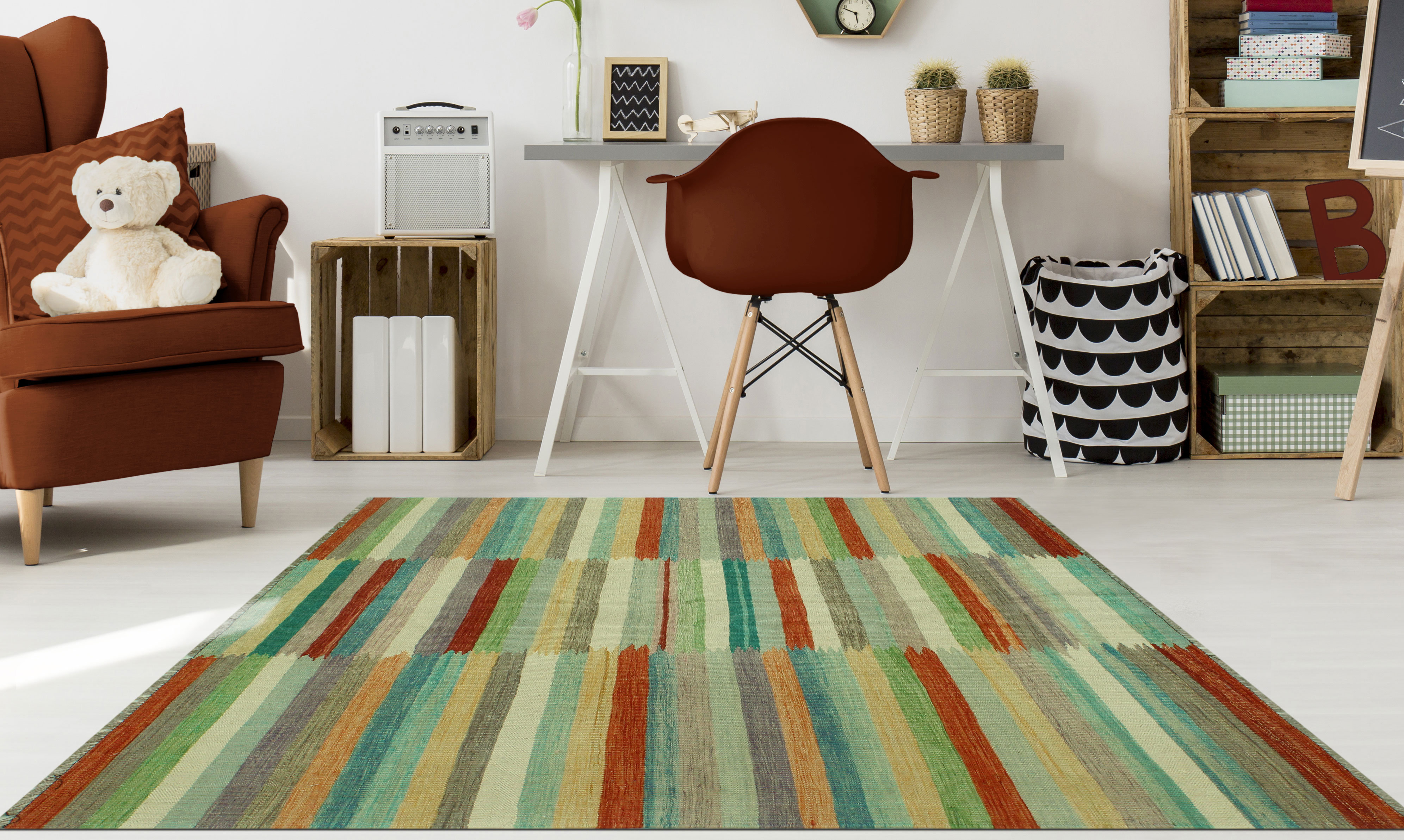 Union Rustic Brailon Handmade Wool Rust Rug | Wayfair