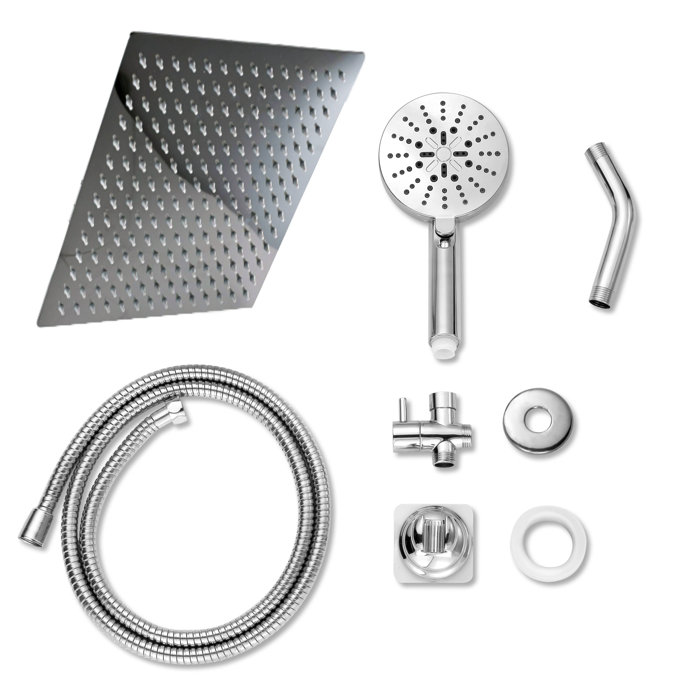 Wonderland America LED Stainless Steel 5 Functions Rain Dual Shower ...