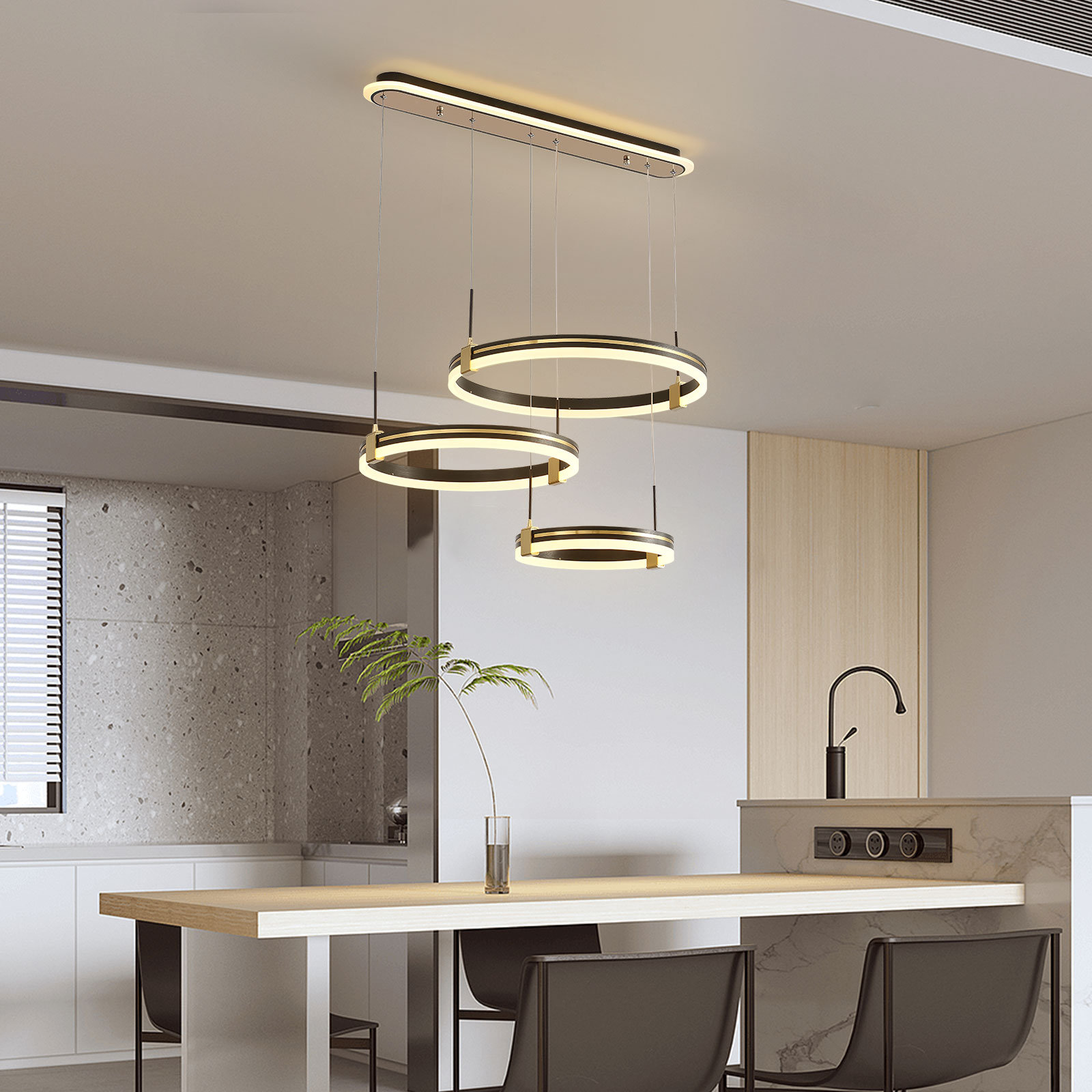 Ivy Bronx 3-Light Circle Style Pendant LED With Remote Control | Wayfair