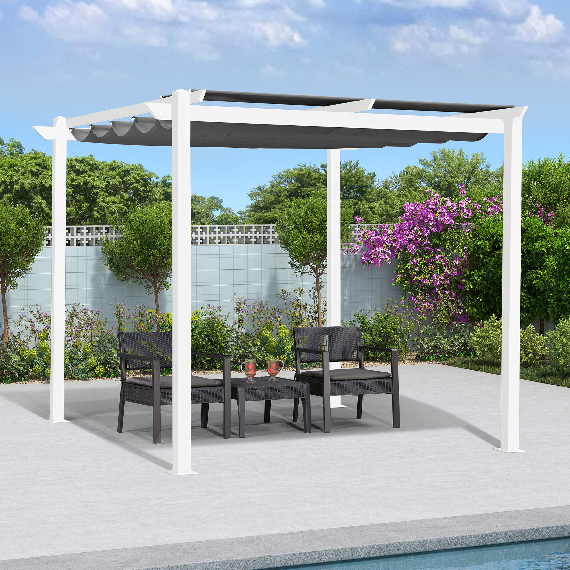 Purple Leaf 10 Ft. W X 10 Ft. D Aluminium Pergola with Canopy | Wayfair