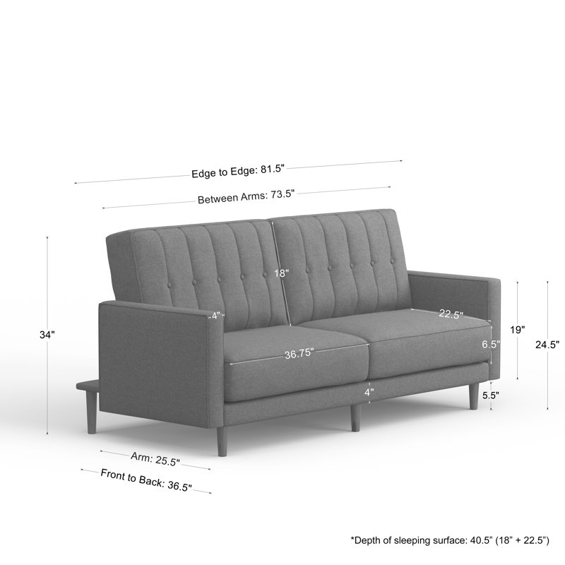 Mercury Row® 81.5" Troche Square Arm Sleeper Sofa With Vertical Seams ...