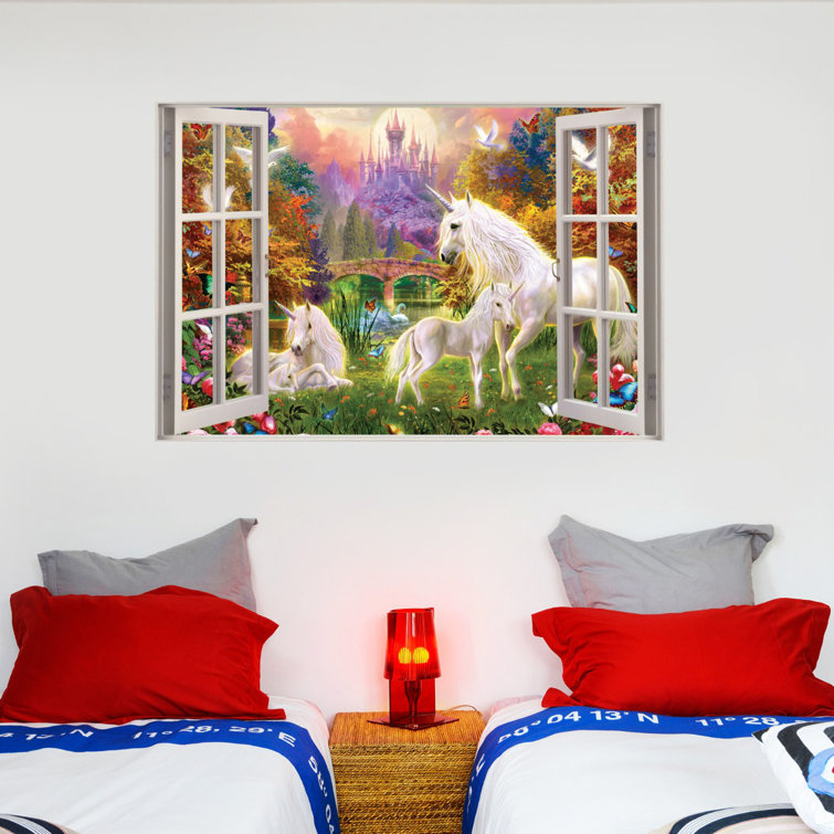 Maturi Unicorn Castle Window Wall Sticker | Wayfair.co.uk