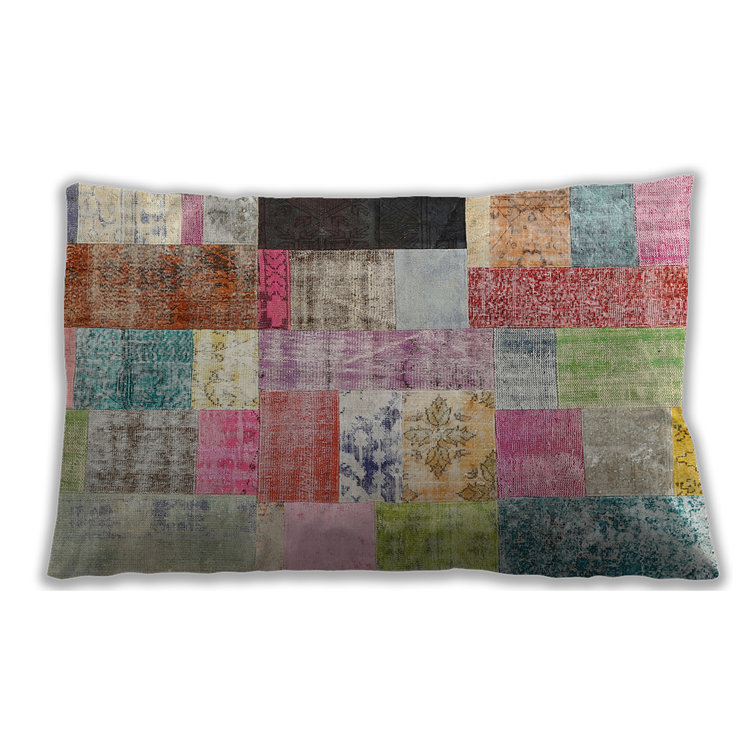 Bungalow Rose Johnesia Patchwork Microsuede Throw Pillow | Wayfair