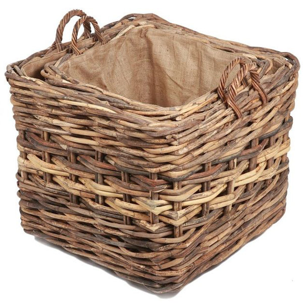 Red Hamper Wicker Log Carrier with Hessian Lining and Handles | Wayfair ...
