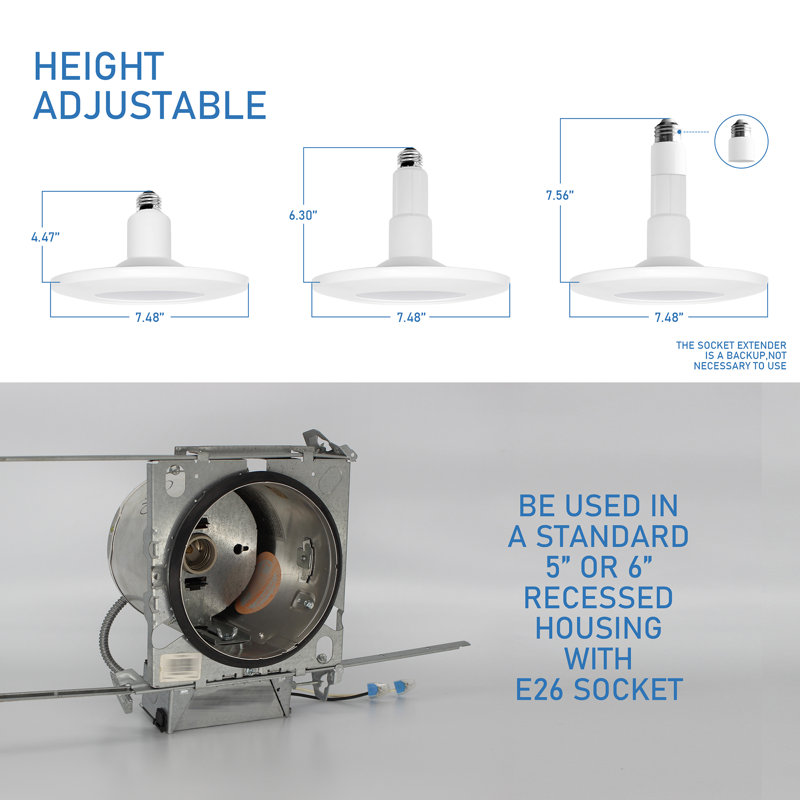 Jolux 6" Adjustable LED Retrofit Recessed Lighting Kit for Easy Remodel ...