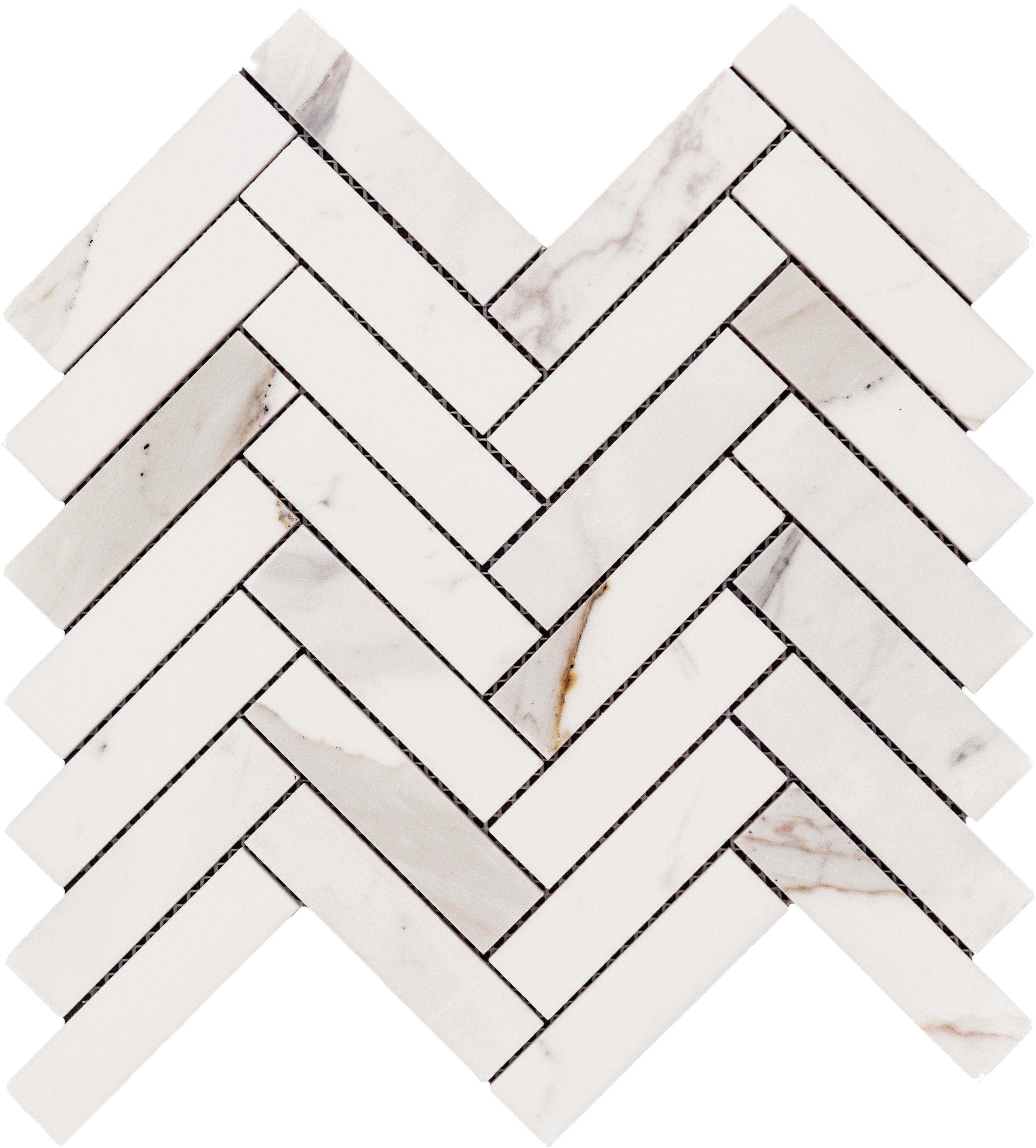 Belluno Designs Calacatta Gold 1" x 4" Marble Herringbone Honed Mosaic ...