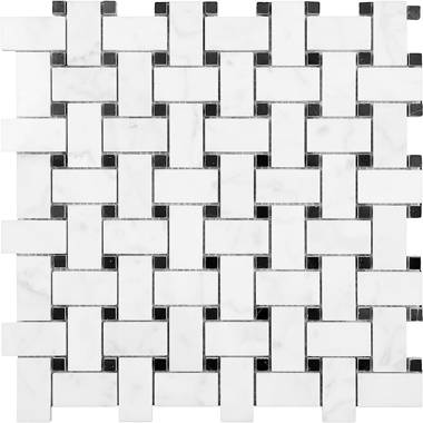 Belluno Designs Bianco Carrara 1" x 4" Marble Herringbone Honed Mosaic ...