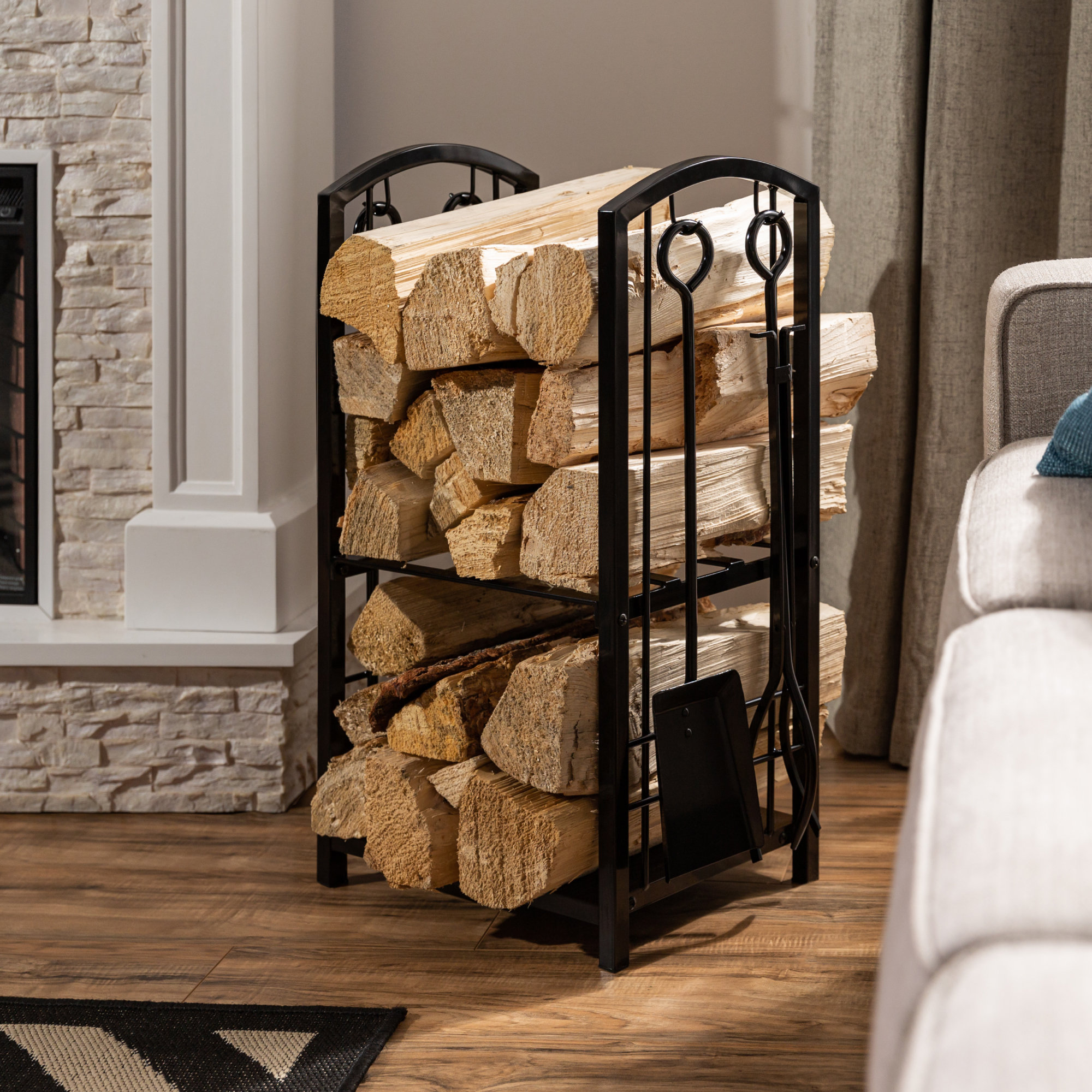 Winston Porter Abhik 17'' W Metal Log Rack & Reviews | Wayfair