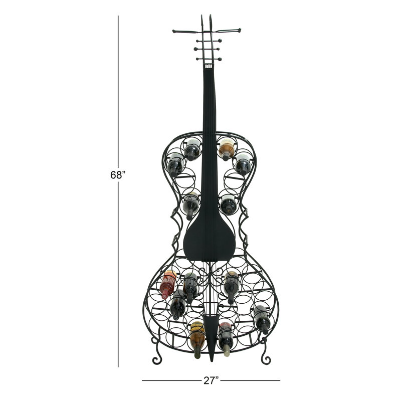 Fleur De Lis Living Black Metal Cello 26 Bottle Standing Wine Rack ...