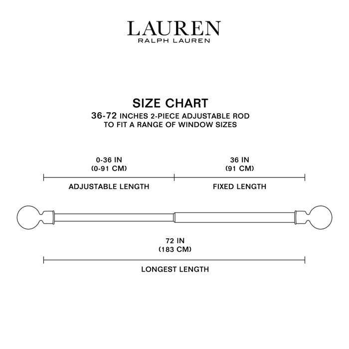 Lauren Ralph Lauren Iron Adjustable 1'' Diameter Single Curtain Rod ...