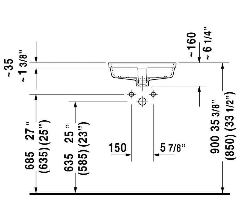 Duravit Vero Ceramic Rectangular Undermount Bathroom Sink with Overflow ...
