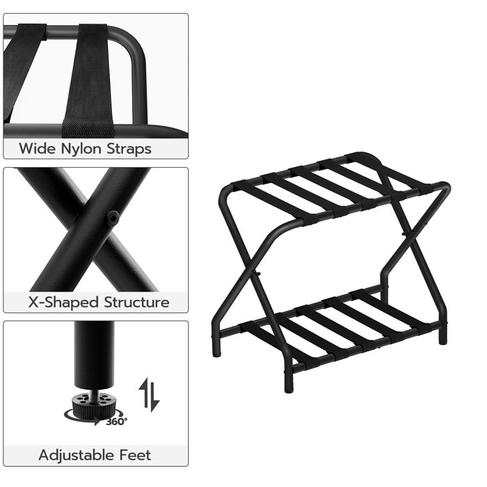HOOBRO Metal Folding Luggage Rack with Storage | Wayfair