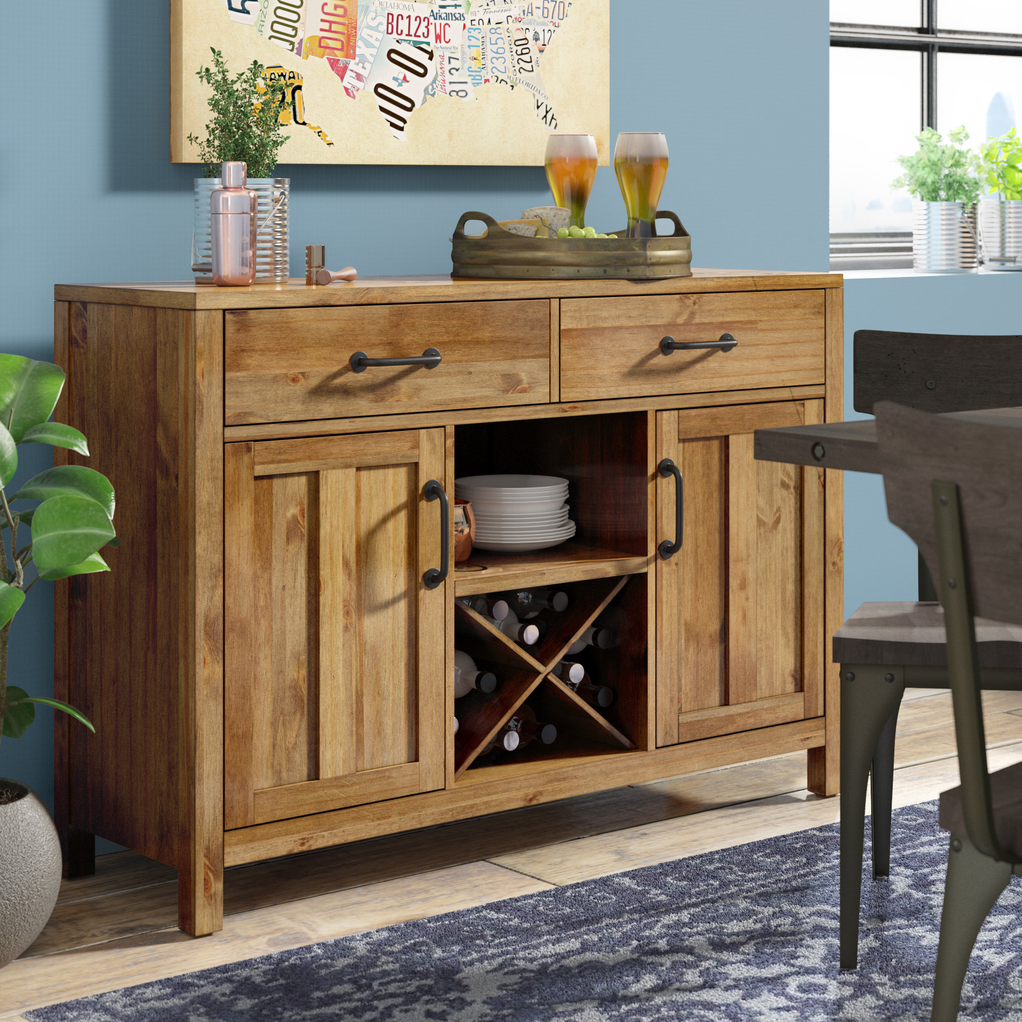 Loon Peak® Olinger 52'' Wide 2 Drawer Sideboard & Reviews | Wayfair