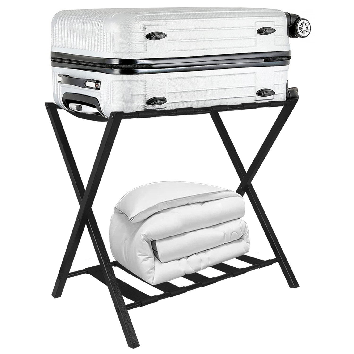 Hans&Alice Metal Folding Luggage Rack with Storage Shelf | Wayfair