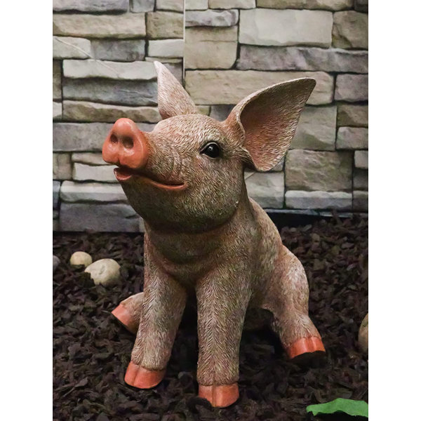 Rosalind Wheeler Babe Pig Sitting Statue Figurine | Wayfair