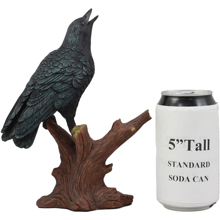 Loon Peak® Ebros Quoth Nevermore Realistic Crowing Raven Perched On ...