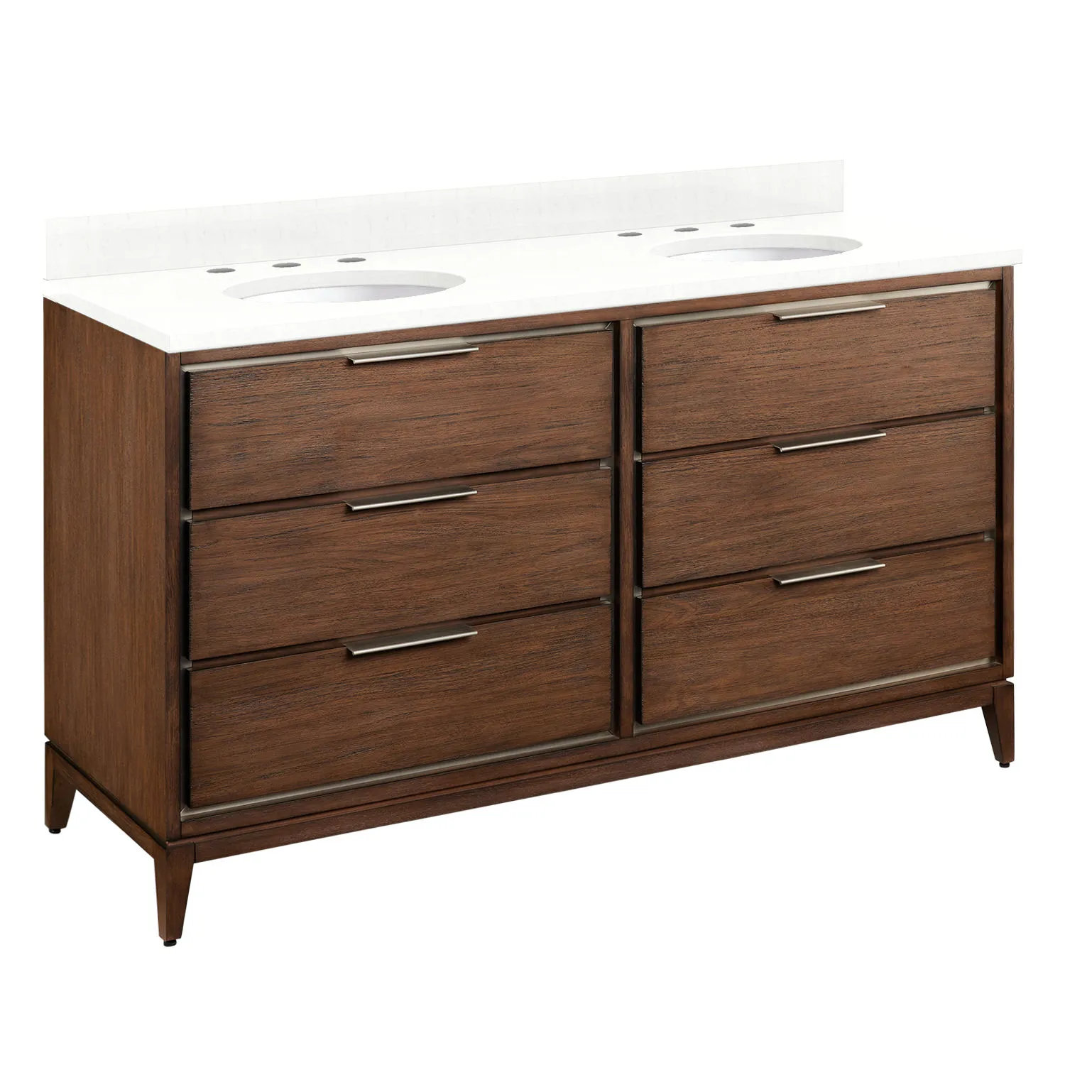 Signature Hardware 60" Hytes Double Bathroom Vanity Set with Oval ...