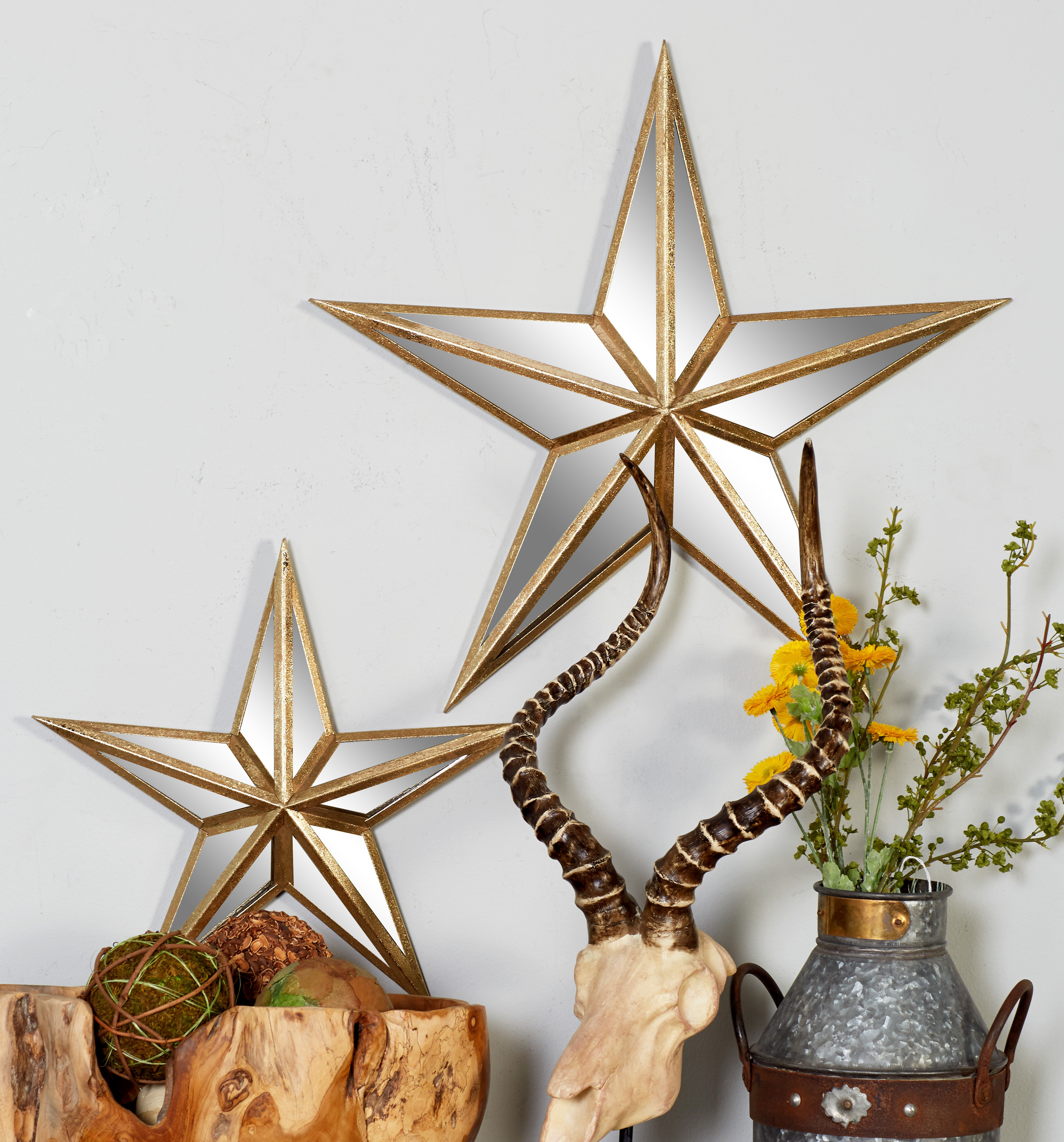 Millwood Pines 2 Piece Metal Star Mirror Wall Decor Set & Reviews | Wayfair
