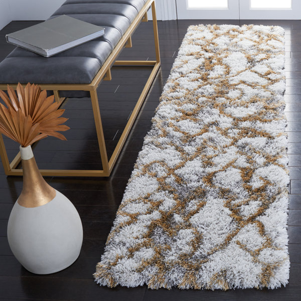 Steelside™ Cade Abstract Ivory/Gold Area Rug & Reviews | Wayfair