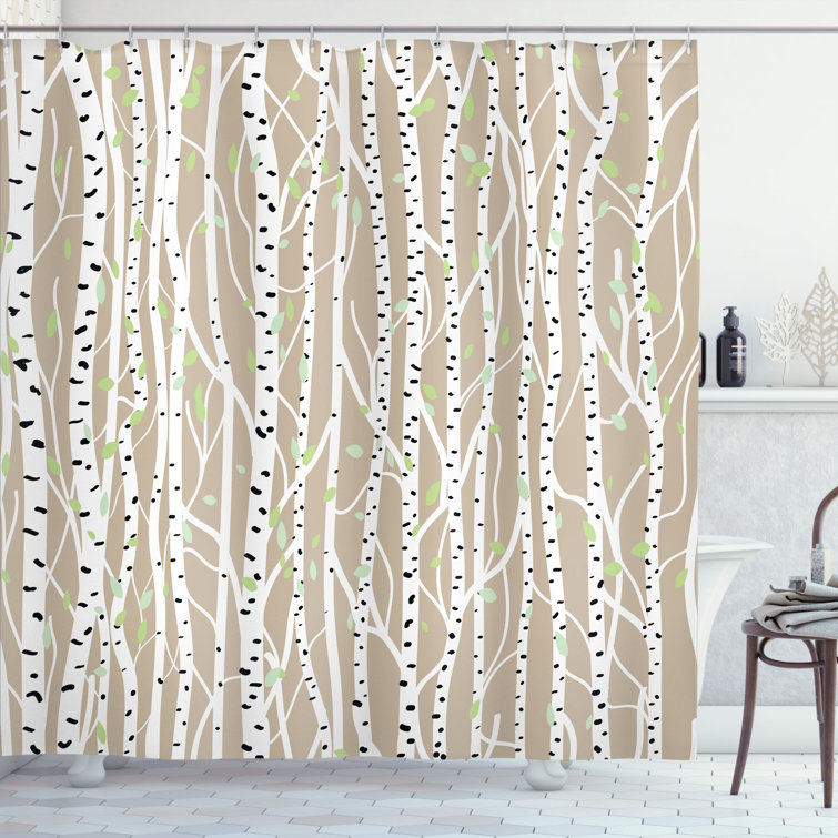 East Urban Home Birch Tree Shower Curtain Set + Hooks | Wayfair