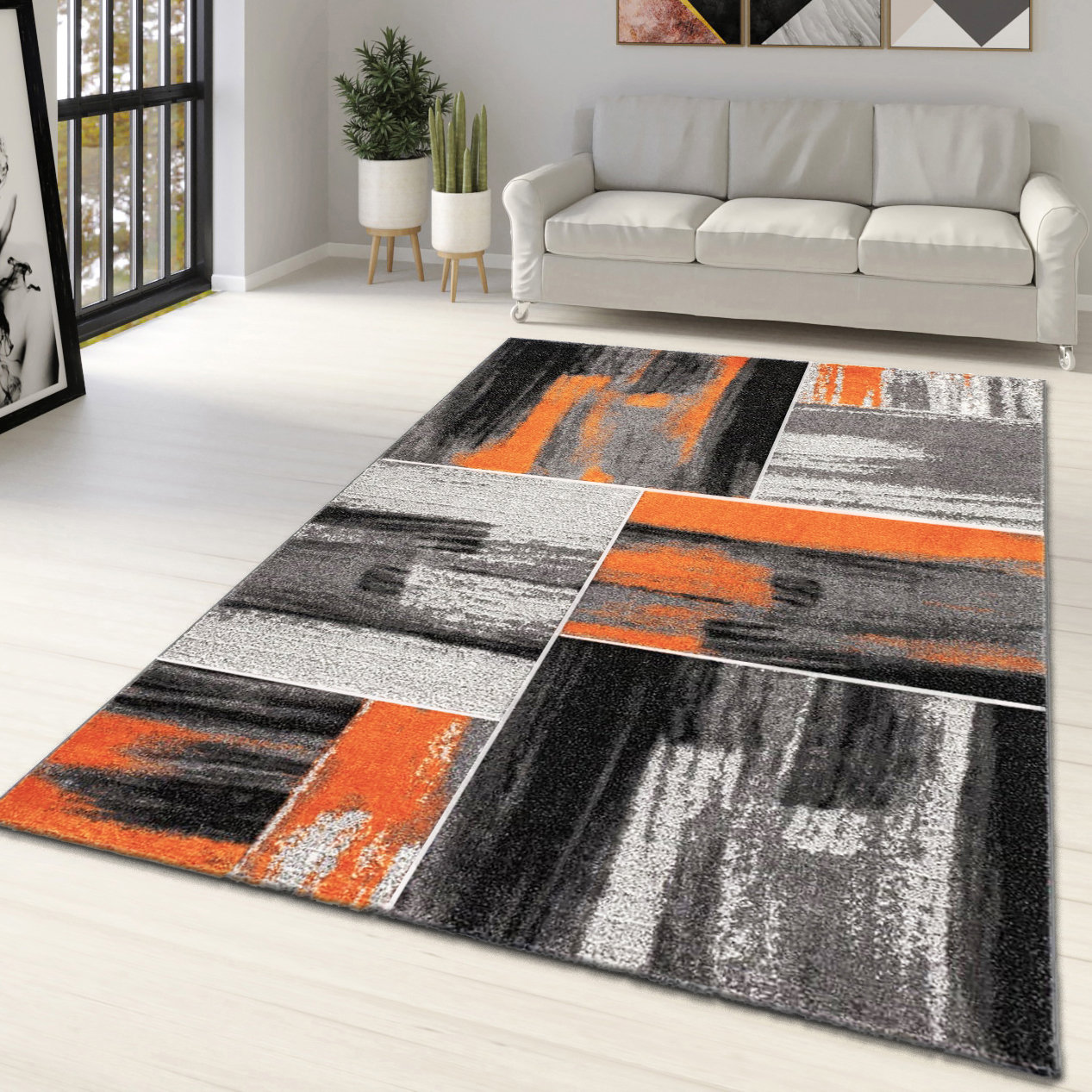 Ivy Bronx Grey/Orange Rug & Reviews | Wayfair.co.uk
