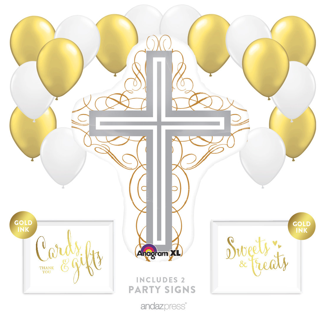 Koyal Wholesale 19 Piece Baptism Christening Confirmation Cross Balloon ...