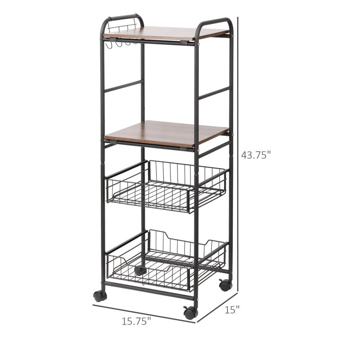 HomCom Metal Kitchen Cart & Reviews | Wayfair