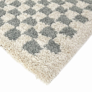 AllModern Walker Checkered Sage/Cream Shag Area Rug & Reviews | Wayfair