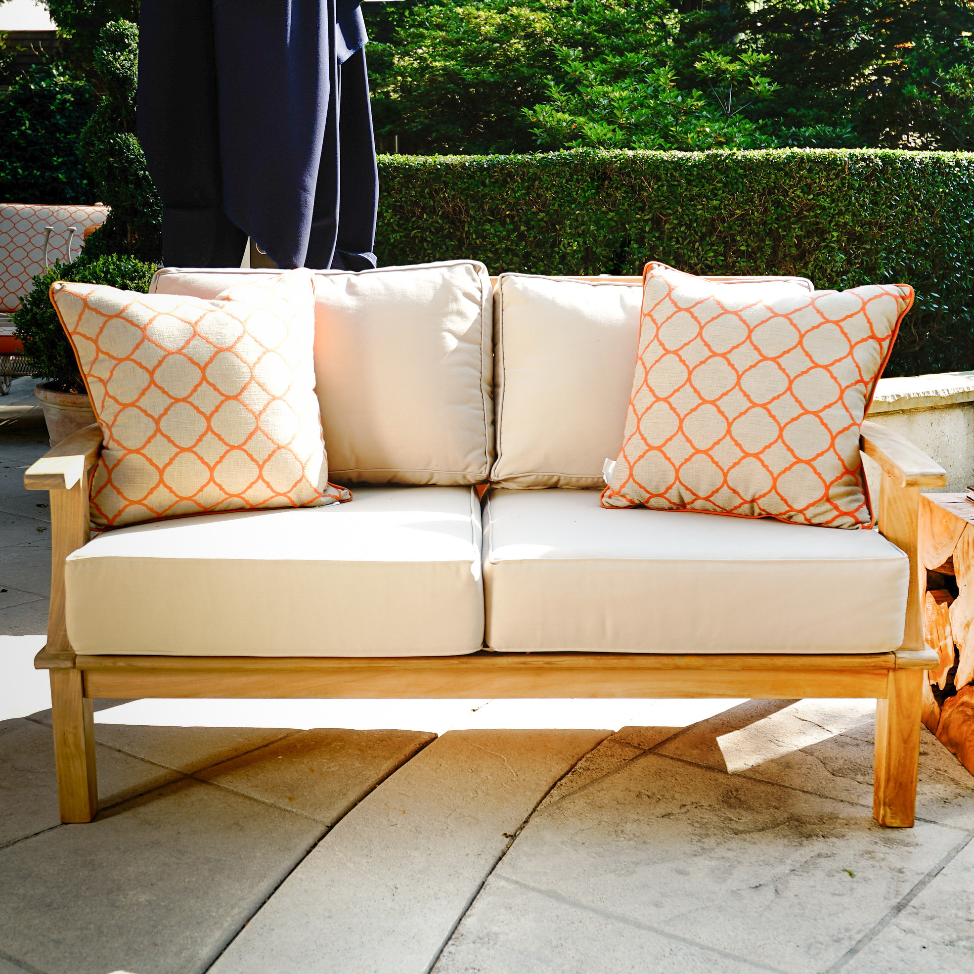 Rosecliff Heights Galvan 56.94'' Wide Outdoor Teak Patio Sofa with ...