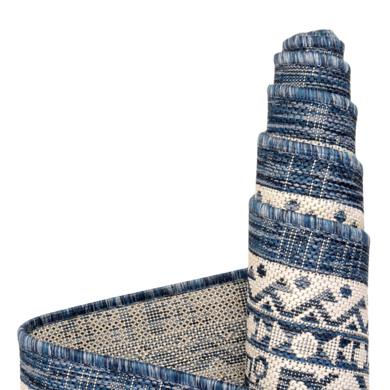 Dakota Fields Outdoor Chand Rug Ivory-Blue Color | Wayfair