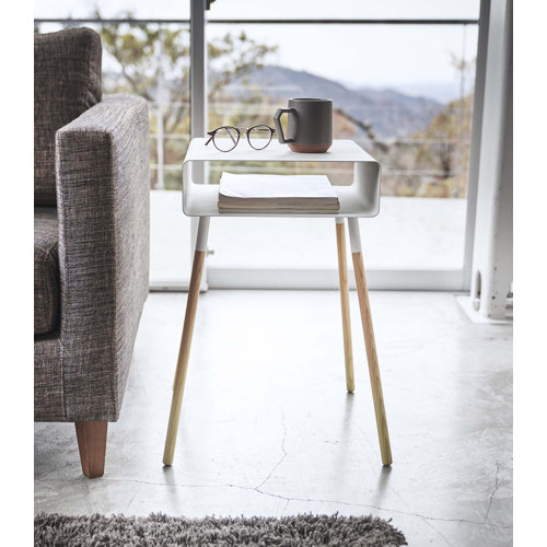 Yamazaki Home Tall Side Table With Storage Shelf, Rectangular Accent ...