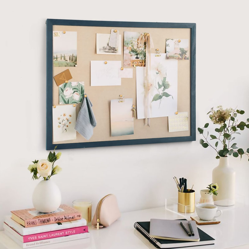 Latitude Run® Wall Mounted Bulletin Board with Linen Wood Boards ...