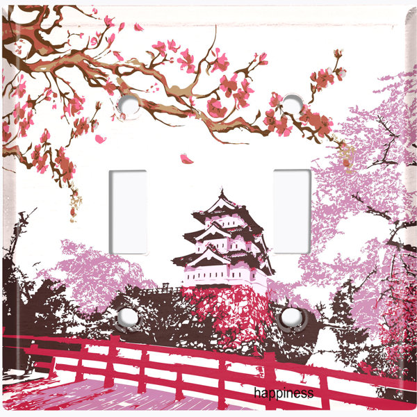 WorldAcc Japanese Sakura Flower Painting Tree Temple 2-Gang Toggle ...