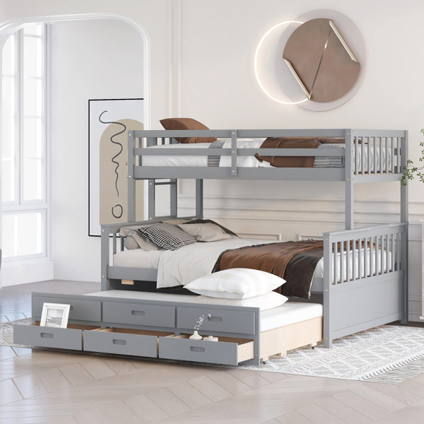 Harriet Bee Gandee Twin over Full 3 - Drawer Standard Bunk Bed with ...