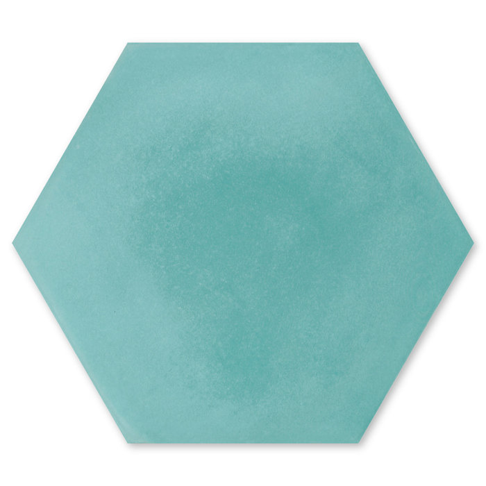 Villa Lagoon Tile Solid Mixed Aqua Hex 8" x 9" Cement Wall & Floor Tile ...