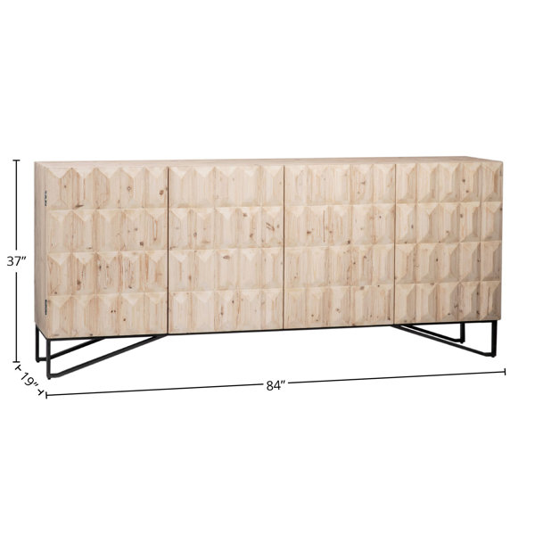 Dovetail Furniture Montero 84-Inch Reclaimed Pine And Iron 4-Door ...