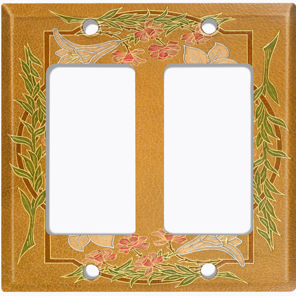 WorldAcc Flower Leaves Elegant Frame 2-Gang Decorator/Rocker Wall Plate ...