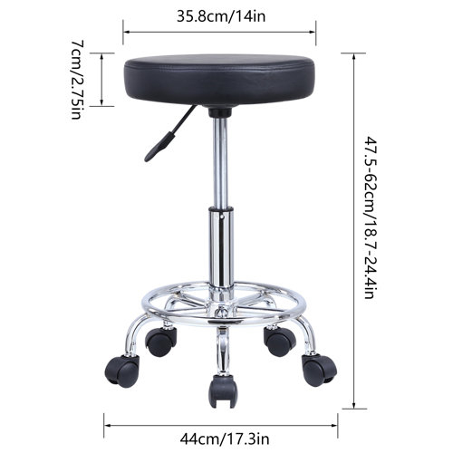 Inbox Zero PU Leather Round Rolling Height Adjustable Lab Stool ...